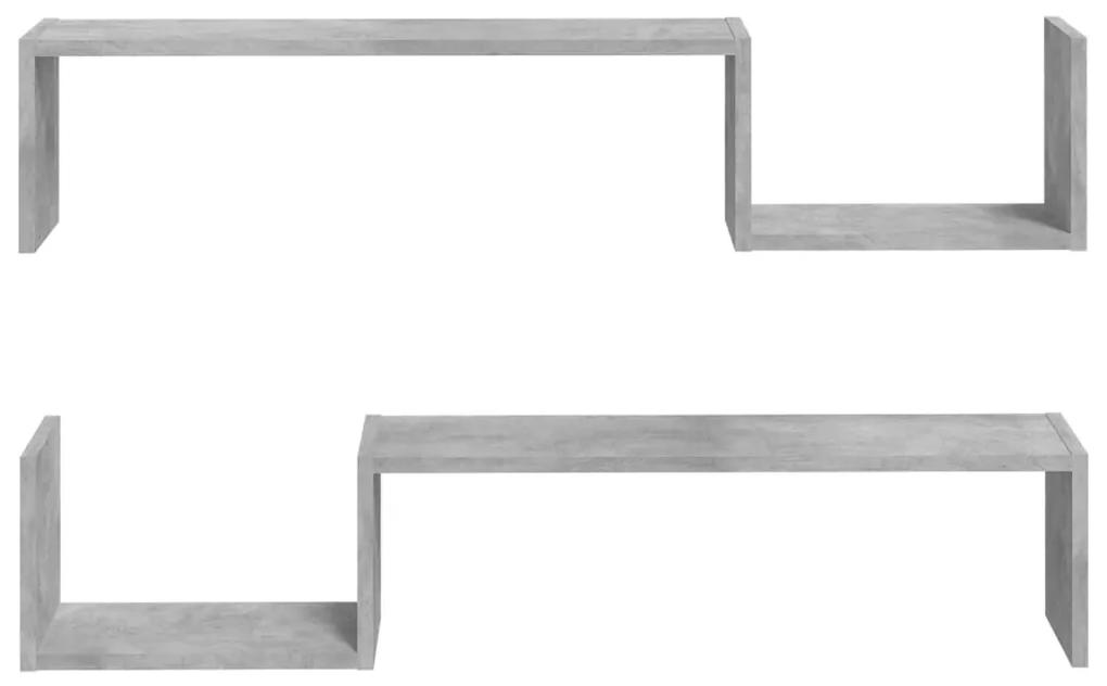 Nástěnné police 2 ks betonově šedé 100 x 15 x 20 cm dřevotříska