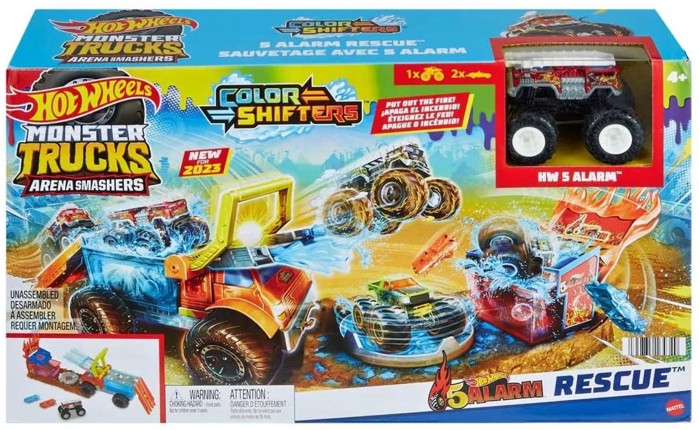 Mattel hot wheels monster trucks arena smashers color shifters 5-alarm rescue
