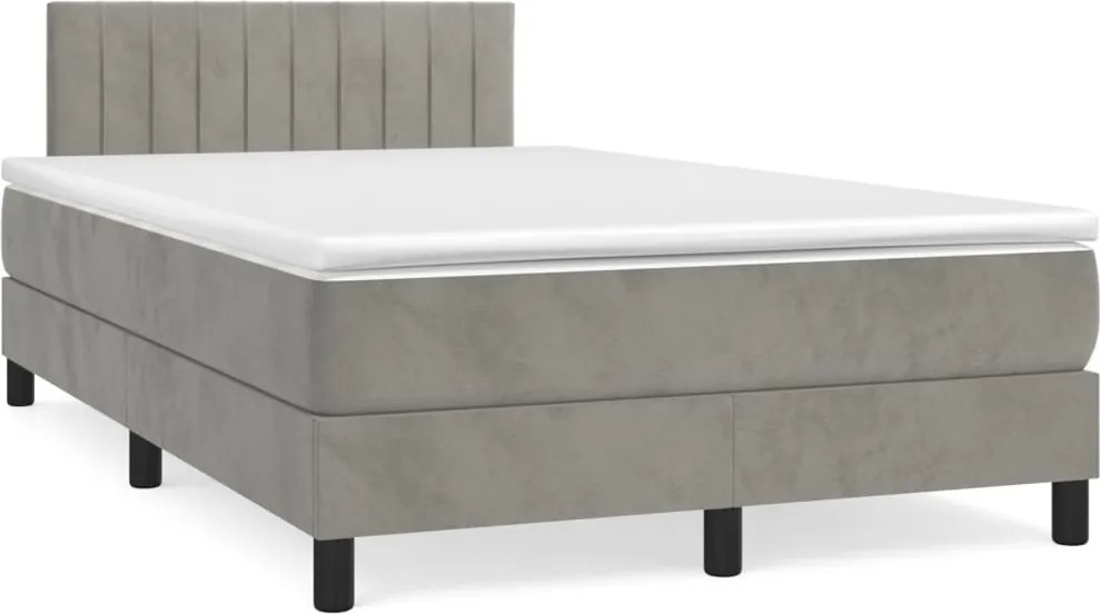Box spring postel s matrací světle šedá 120 x 200 cm samet 3141413