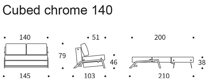 Šedá rozkládací pohovka Innovation Cubed Chrome Twist Granite, 100 x 154 cm