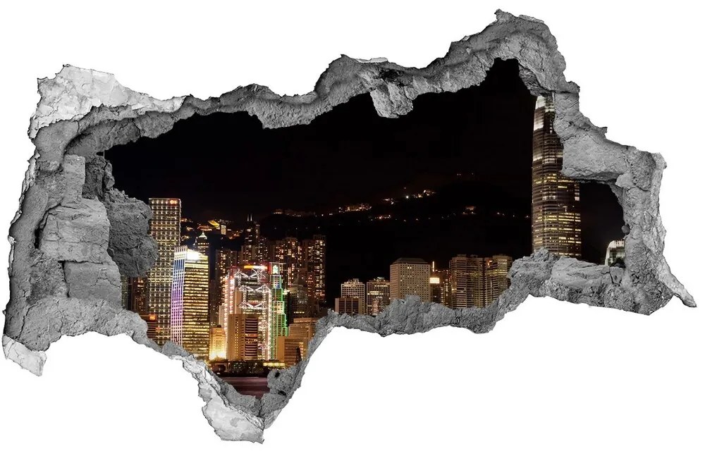 Wallmuralia Fototapeta díra na zeď 3D Hongkong noc 95x73 cm