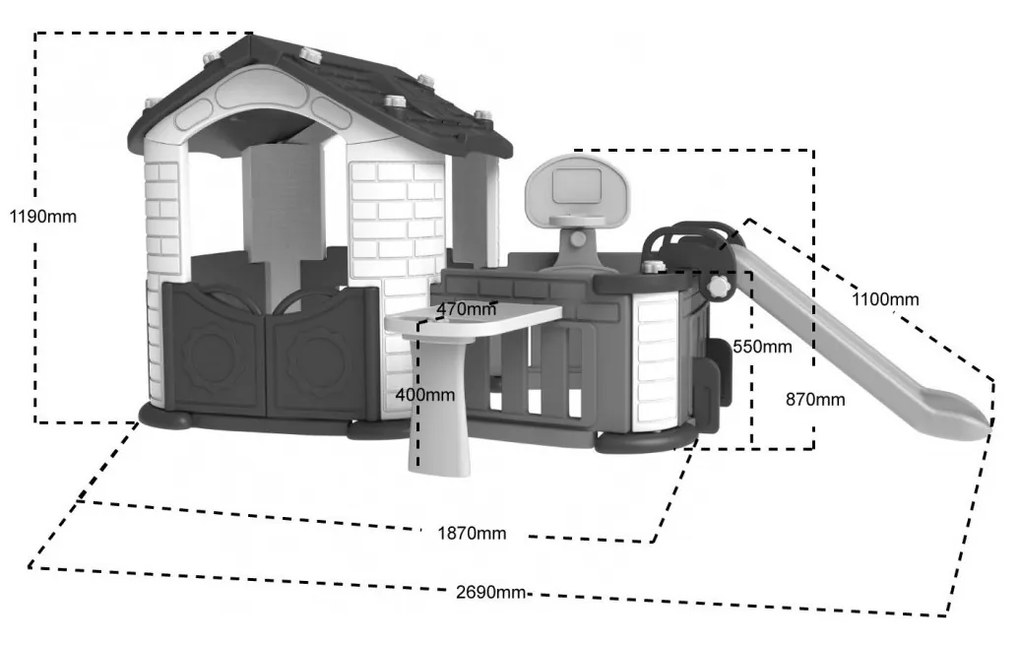 Dětský zahradní domeček se skluzavkou 5v1 Zelený