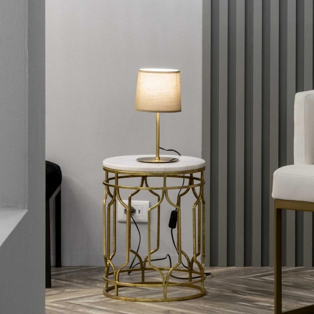 Ideal Lux Stolní lampa SET UP, SMALL, ⌀20cm Barva stínidla: bílá, Barva podstavce: mosaz