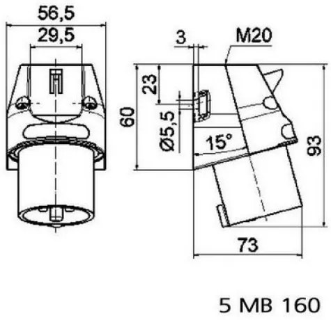 Přívodka nástěnná Bals 240 16A/3p 230V IP44