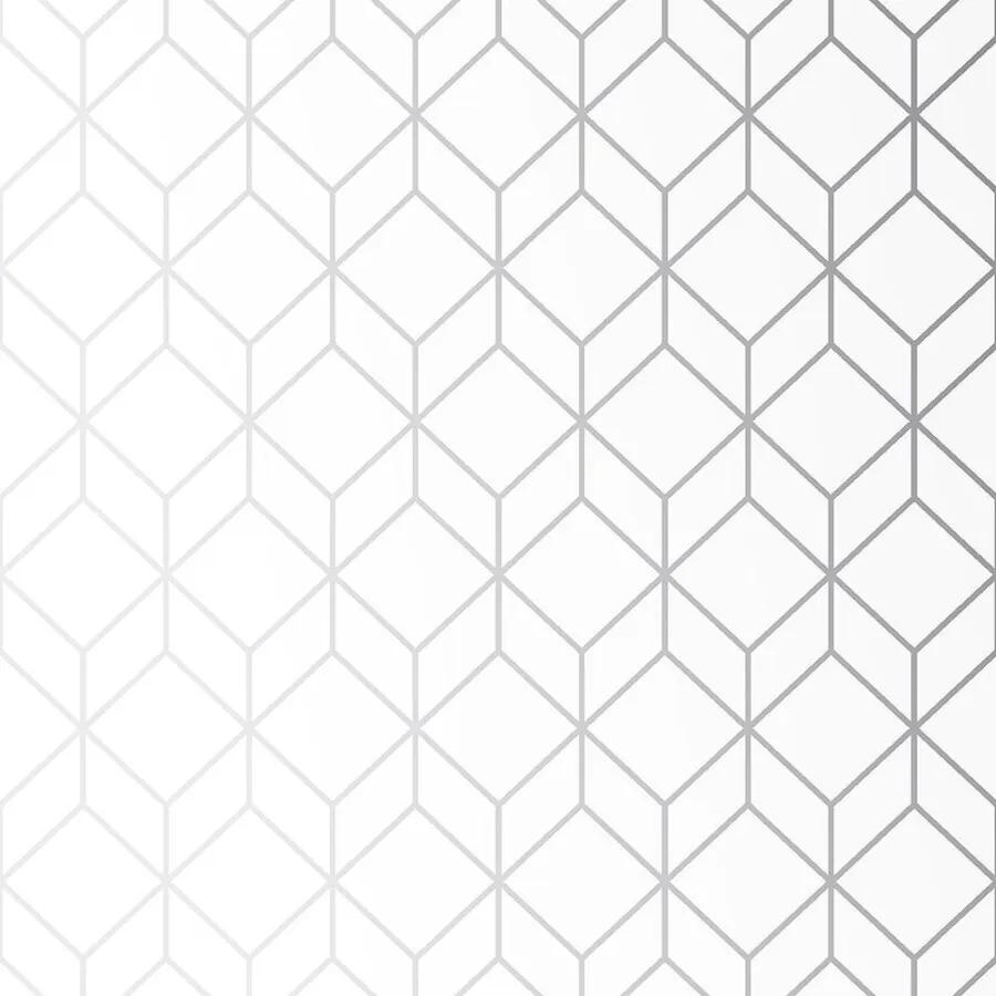 Geometrická bílá vliesová tapeta 104121 | Lepidlo zdarma