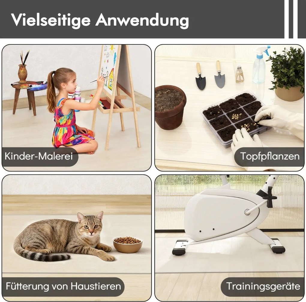 Costway Podložka pod kancelářskou židli Transparentní PVC rohož – 180 × 160 cm