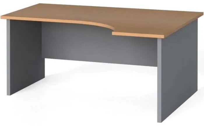 B2B Partner Rohový kancelářský pracovní stůl PRIMO FLEXI, 160 x 120 cm, šedá / buk, pravý