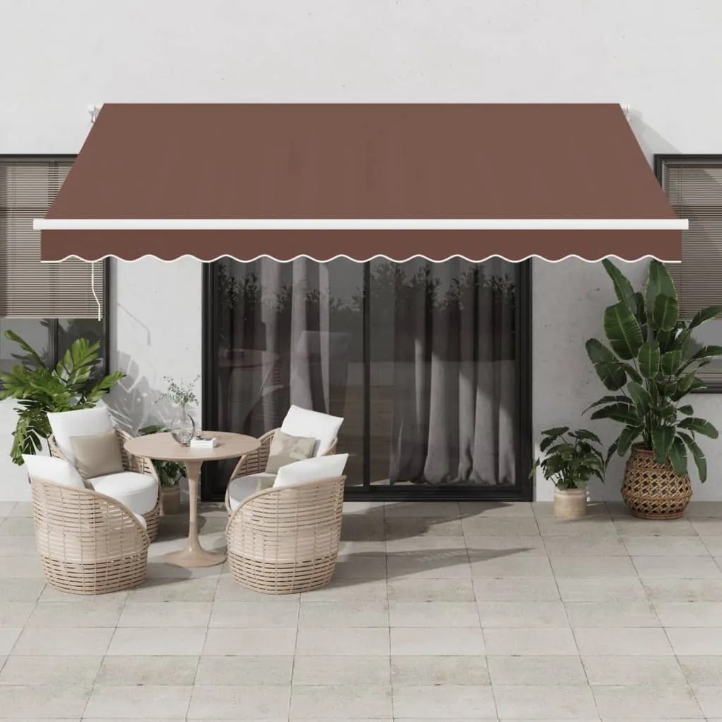 Ručně zatahovací markýza s LED hnědá 400 x 350 cm 3215388