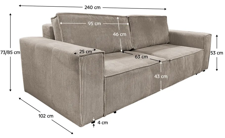 Kondela Rozkládací pohovka, šedobéžová Taupe, HARPERA BIG SOFA