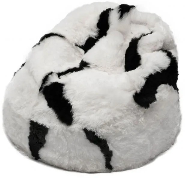 Sedací pytel - bean bag - bíločerný, střižený