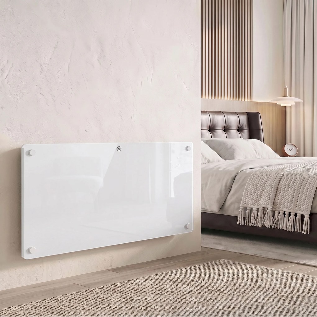 HOMCOM Elektrický topný těleso 2000W nástěnný a stojanový konvektor, kompatibilní s Alexou a Google Home, bílá