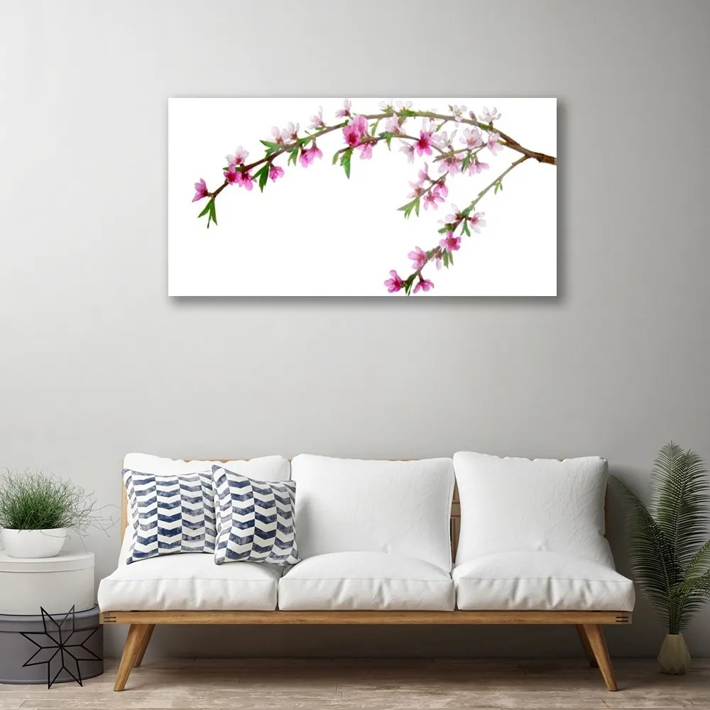 Obraz na skle Větev Květ Příroda 120x60 cm