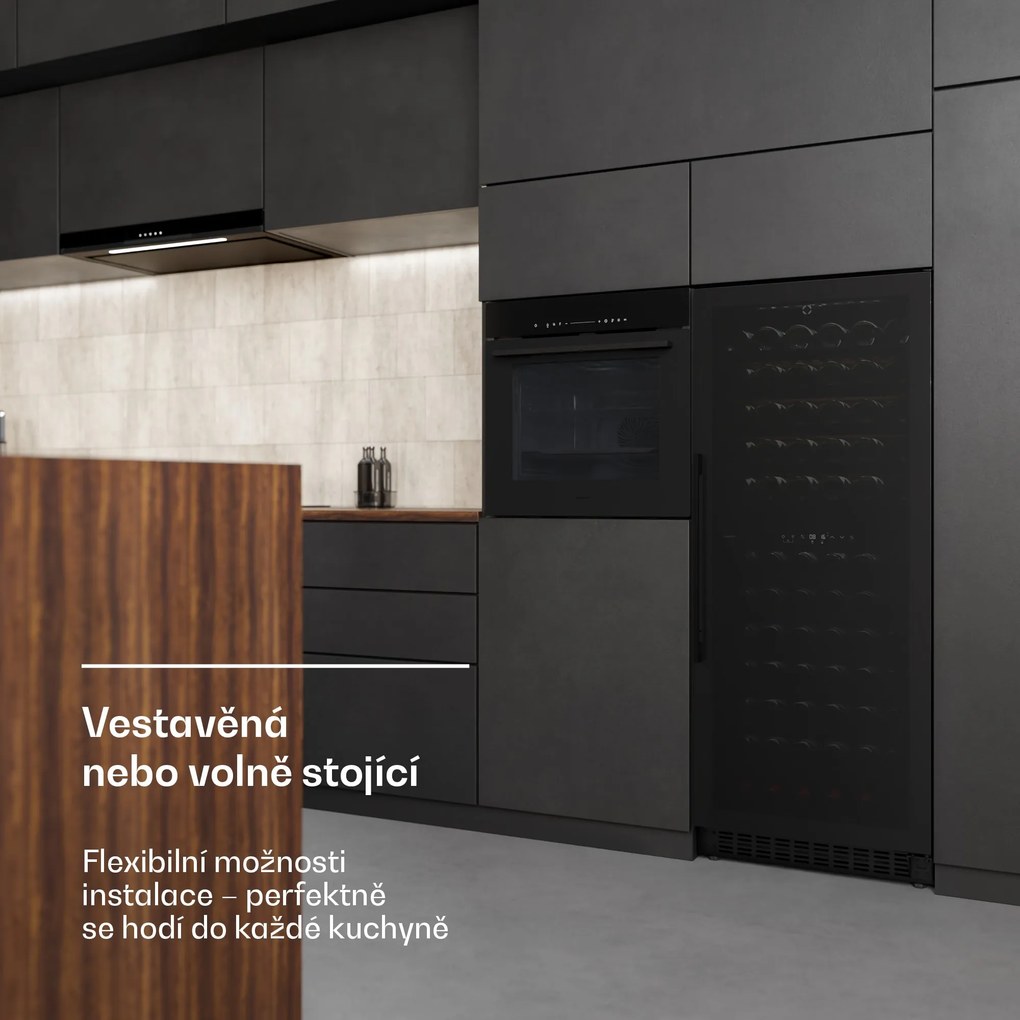 Klarstein Velaire vestavná vinotéka | Moderní, elegantní | Ochrana proti UV | Dvě zóny | 122 lahví