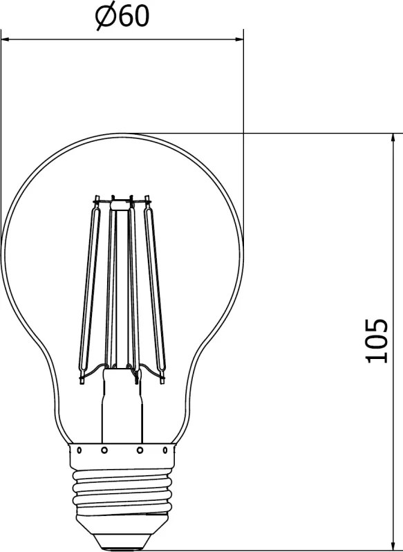Mexen Vintis, LED filamentová žárovka E27, A60, 8 W, teplá bílá 2200K, čirá, L150-E27-0822-00