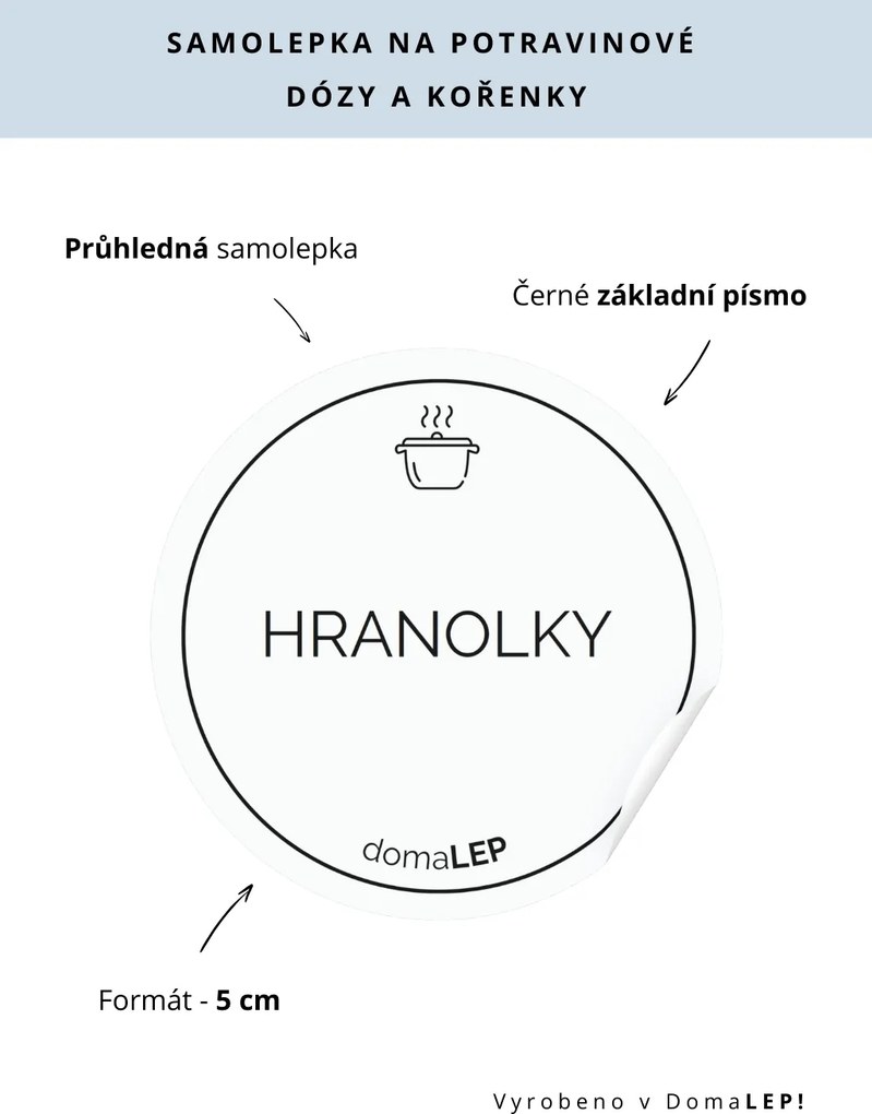 Samolepka na kořenky HRANOLKY průhledná 5 cm základní písmo