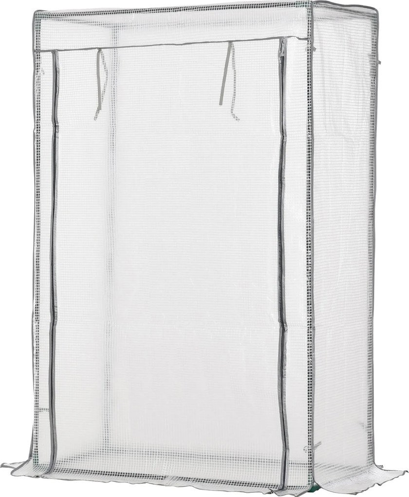 Outsunny Skleník s PE fólií, dveře, zimní skleník z ocelové fólie, skleník 100 x 50 x 150 cm, bílý