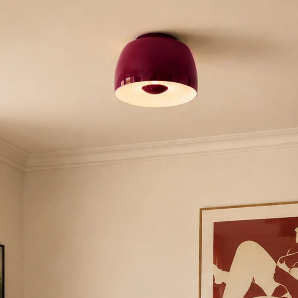 Retro stropní lampa červená s bílým vnitřkem vč. LED 3-stupňově stmívatelná - Vera