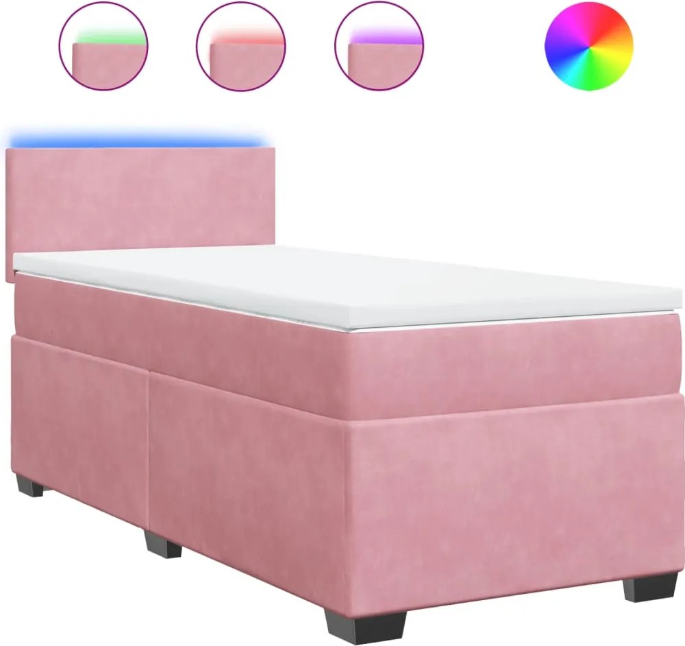 Box spring postel s matrací růžová 80 x 200 cm samet 3288461