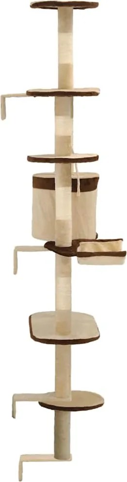 Nástěnné škrabadlo pro kočky sisalové sloupky 194cm béžovohnědé 170589