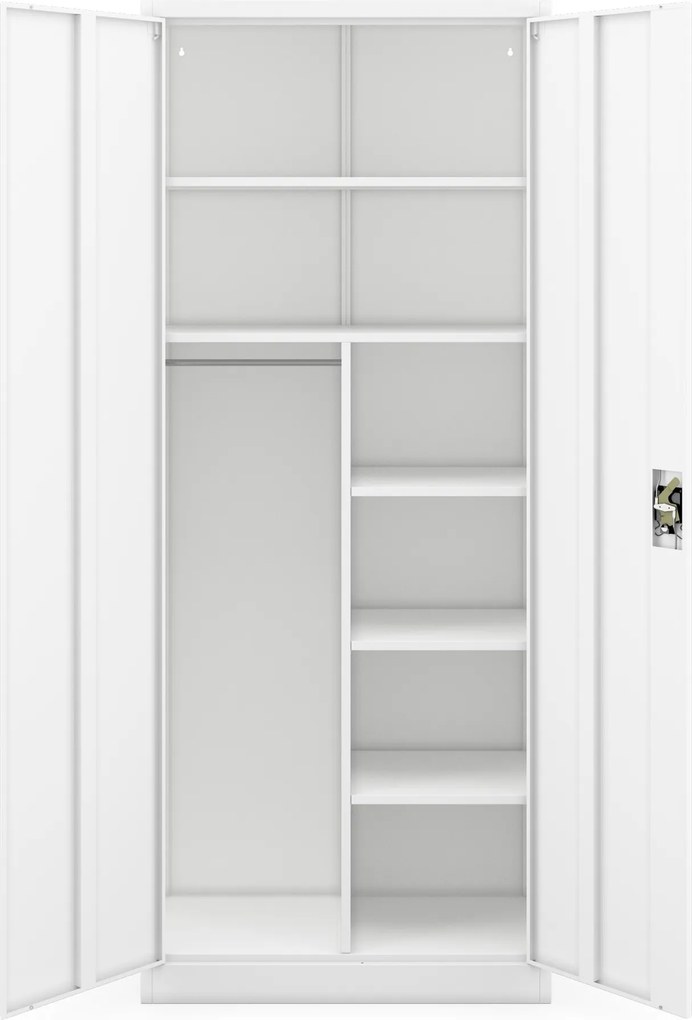 Hospodářská skříň uzamykatelná vysoká, bílá, 900x2200x450 mm: DAWID H2200