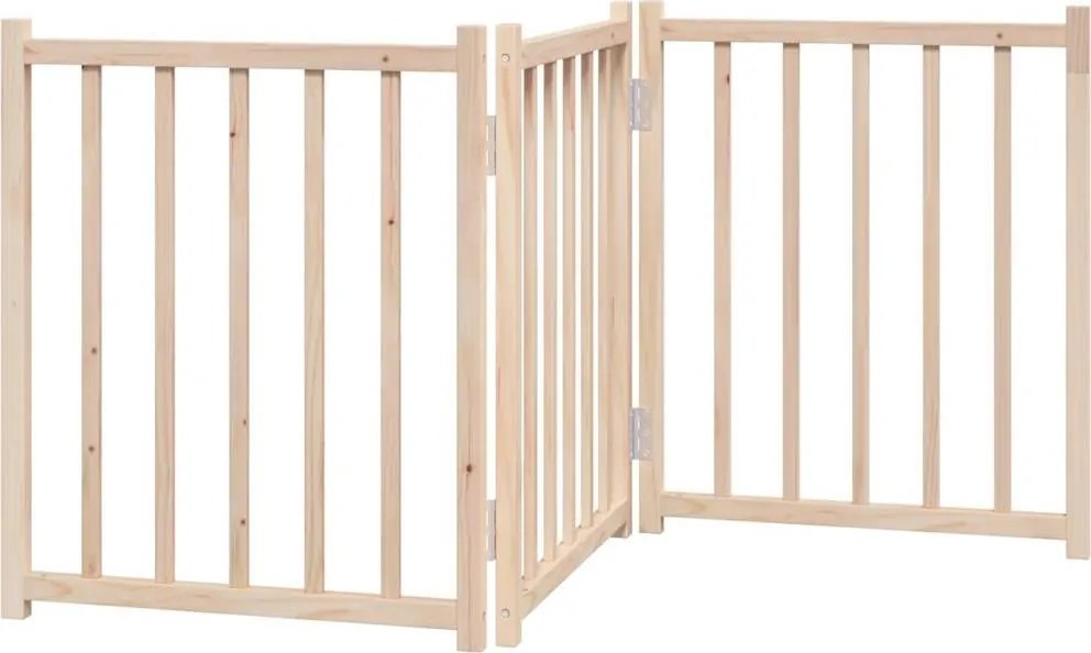 vidaXL Zábrana pro psy skládací 3 panely 150 cm masivní jedle [352276] Barva: hnědý dub