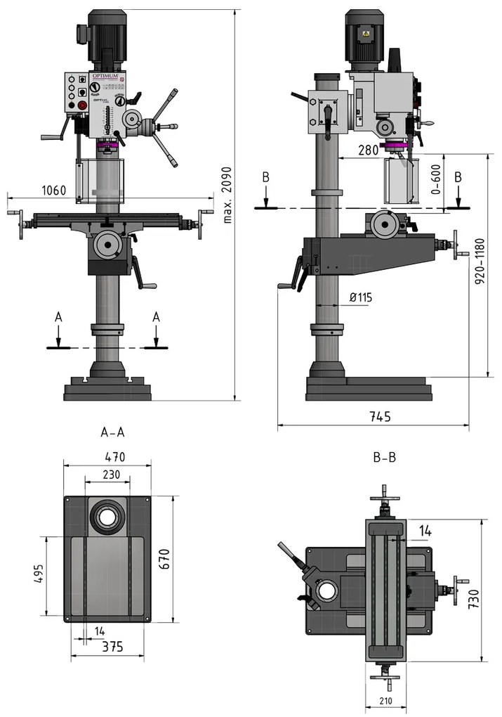 Sloupová převodová vrtačka Převodová vrtačka OPTIdrill DH 40 CTP