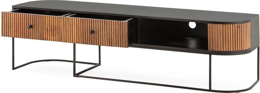 TV stolek z mangového dřeva v přírodní barvě 160x45x40 cm Curve – MOME