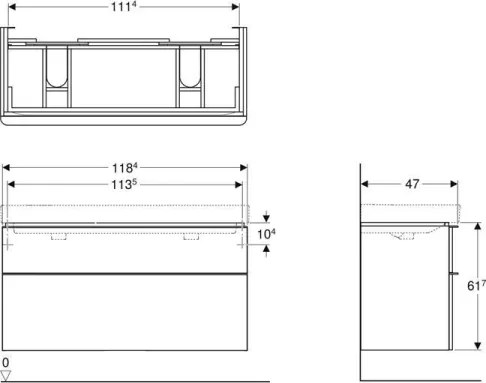 Geberit 500.356.00.1-Koup. skříňka pod dvojumyv. Smyle Square 61,7x118,4 cm bílá
