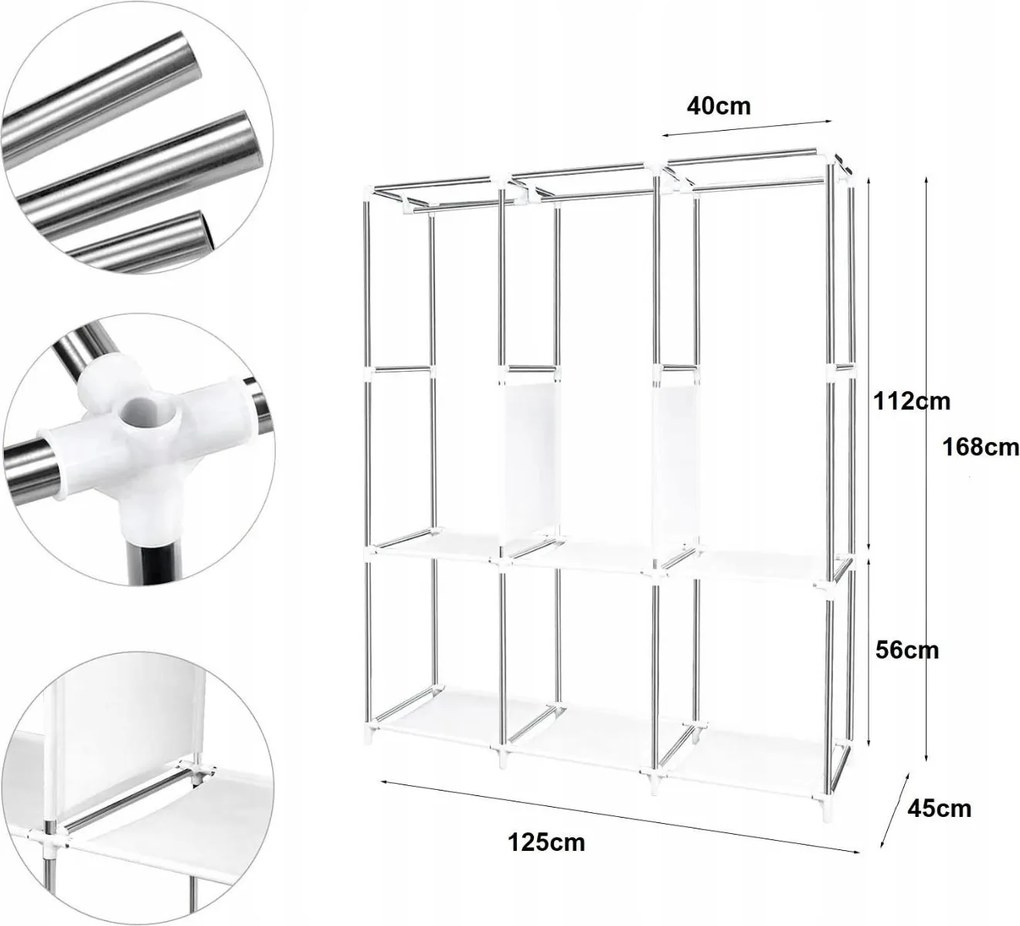 VerDesign látková šatní skříň GROSNE látka šedá