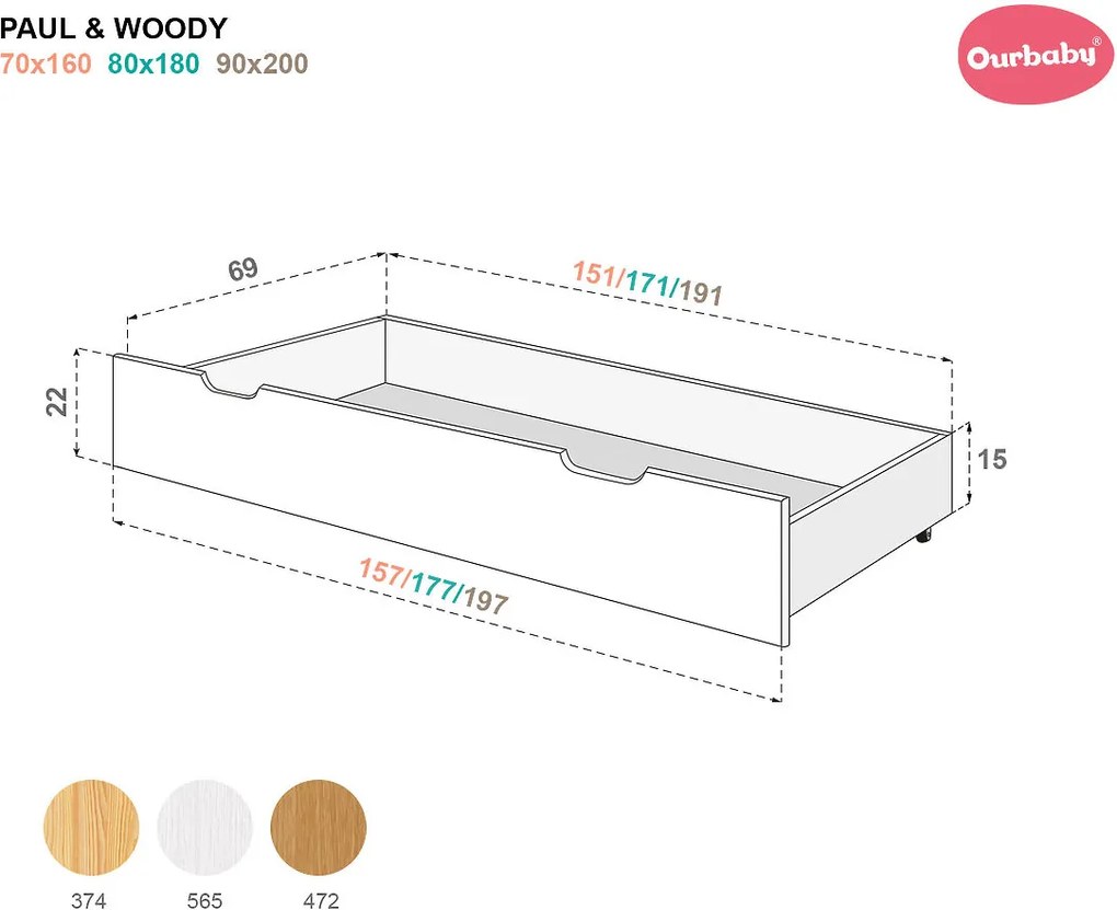 Ourbaby® Guardy White postel bez úložného prostoru 180x80 cm bílá