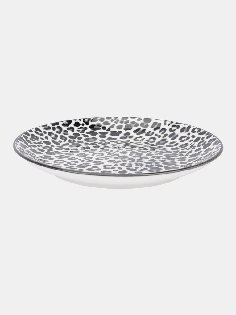 Sinsay - Keramické talíře s leopardím vzorem 2 pack - černá