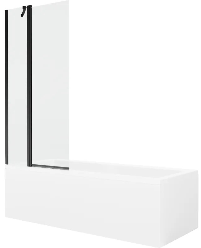 Mexen Cubik obdélníková vana 150 x 70 cm s pláštěm 1-křídlovou zástěnou 80 cm, Průhledné, Černá - 550315070X9408117000