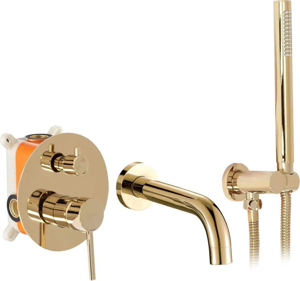 Rea Lungo - podomítkový vanový set + box P6300 - komplet sada, zlatá, REA-P4563