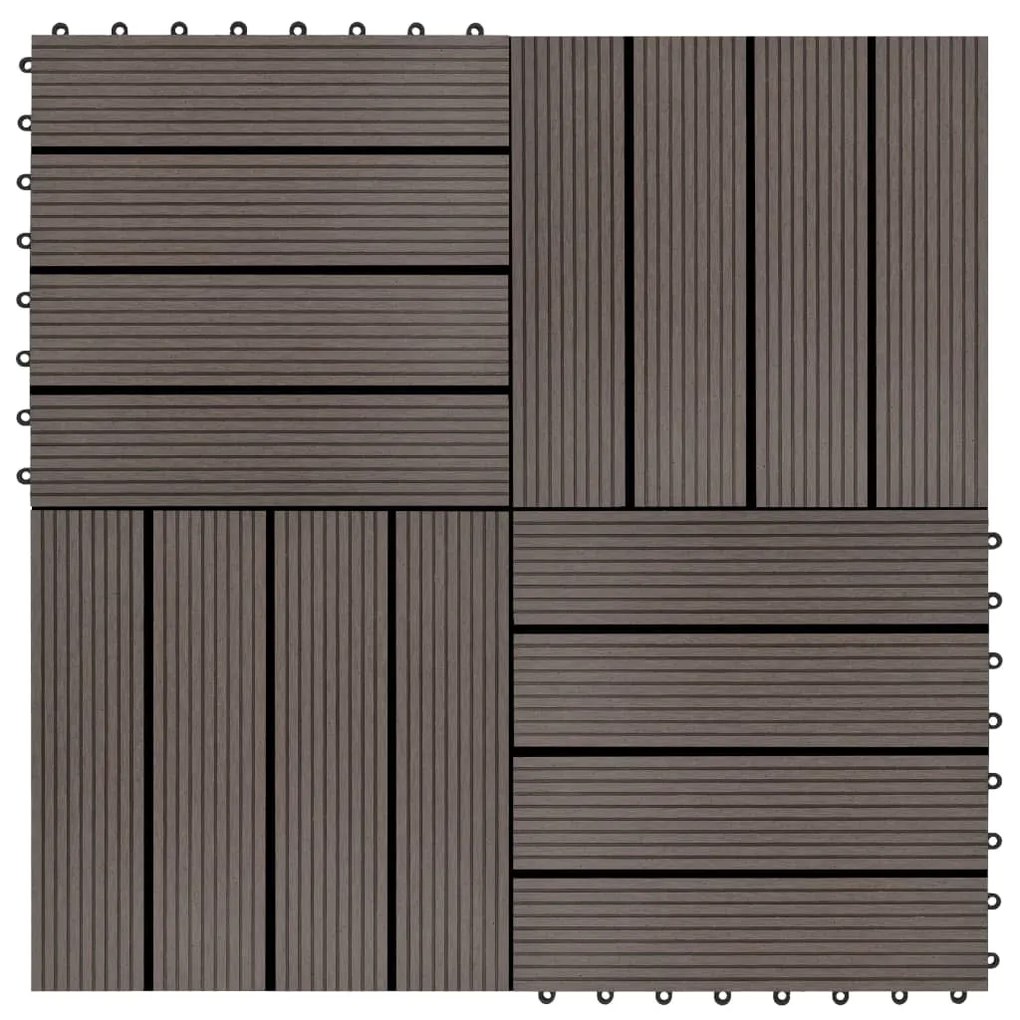 45025 vidaXL Terasové dlaždice z dřevoplastu 11 ks 30x30 cm 1 m² tmavě hnědé