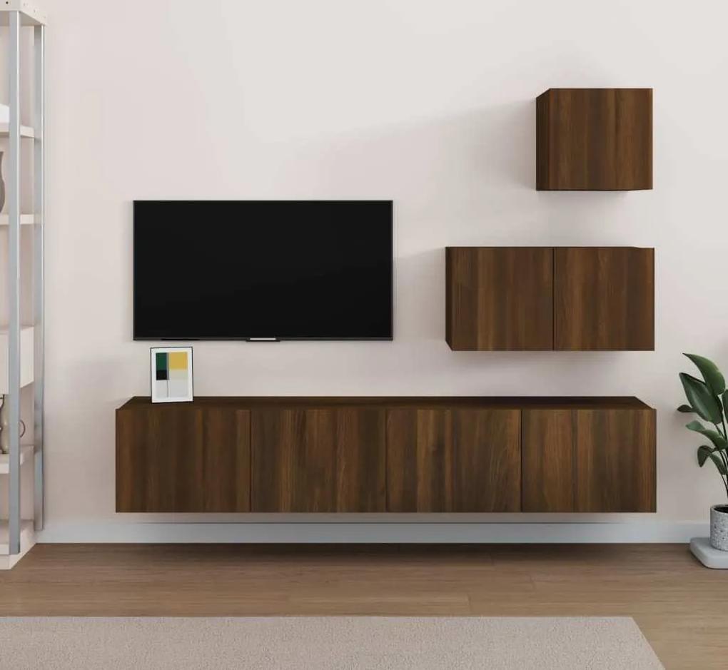 vidaXL 4dílný set TV skříněk kompozitní dřevo [3114645] Barva: Černá