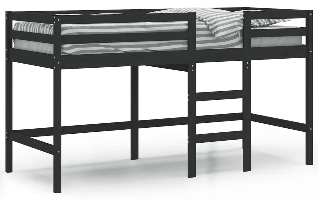 vidaXL Dětská patrová postel se žebříkem černá 90x200 cm borové dřevo