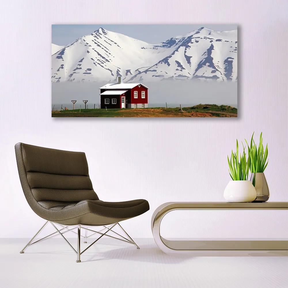 akrylový obraz Hora Dom Krajina 120x60 cm