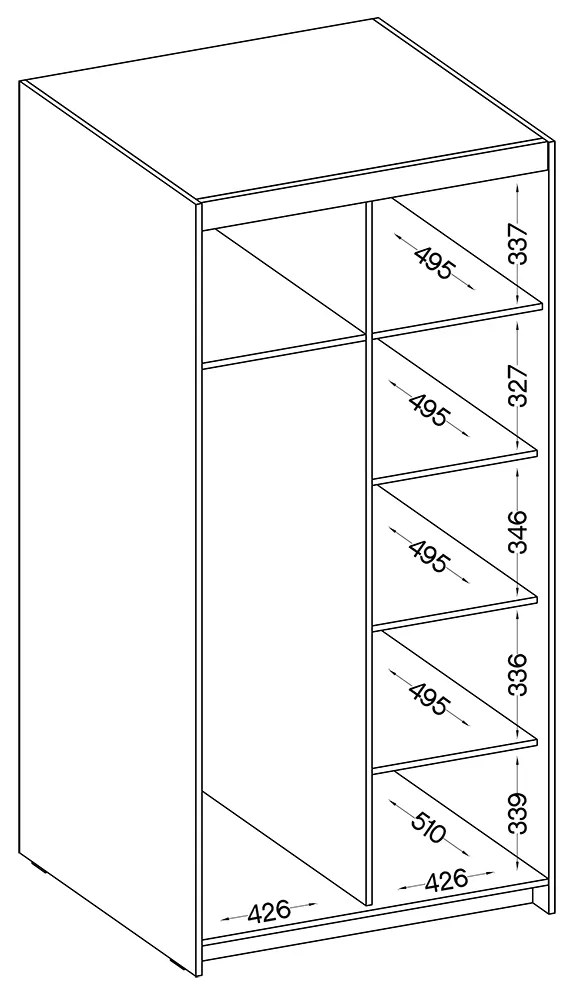 Šatní skříň ELENA 2D 1L + zrcadlo | 89,7 cm | dub sonoma