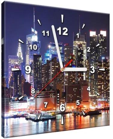 Tištěný obraz s hodinami Osvětlený New York 30x30cm ZP2348A_1AI