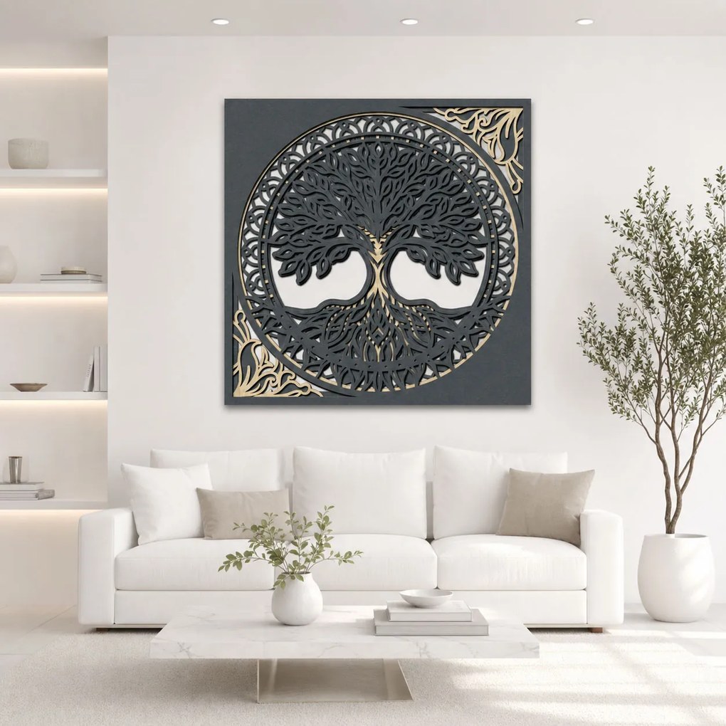 dřevo života Dřevěný strom ZÁZRAKŮ Zvolte rozměr (cm): 60x60, Zvolte barvu dekoru: Ořech-dub sonoma-wenge