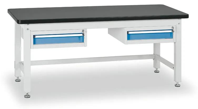 Pracovní stůl do dílny BL se 2 závěsnými boxy na nářadí, MDF + PVC deska, 2 zásuvky, 1800 x 750 x 800 mm