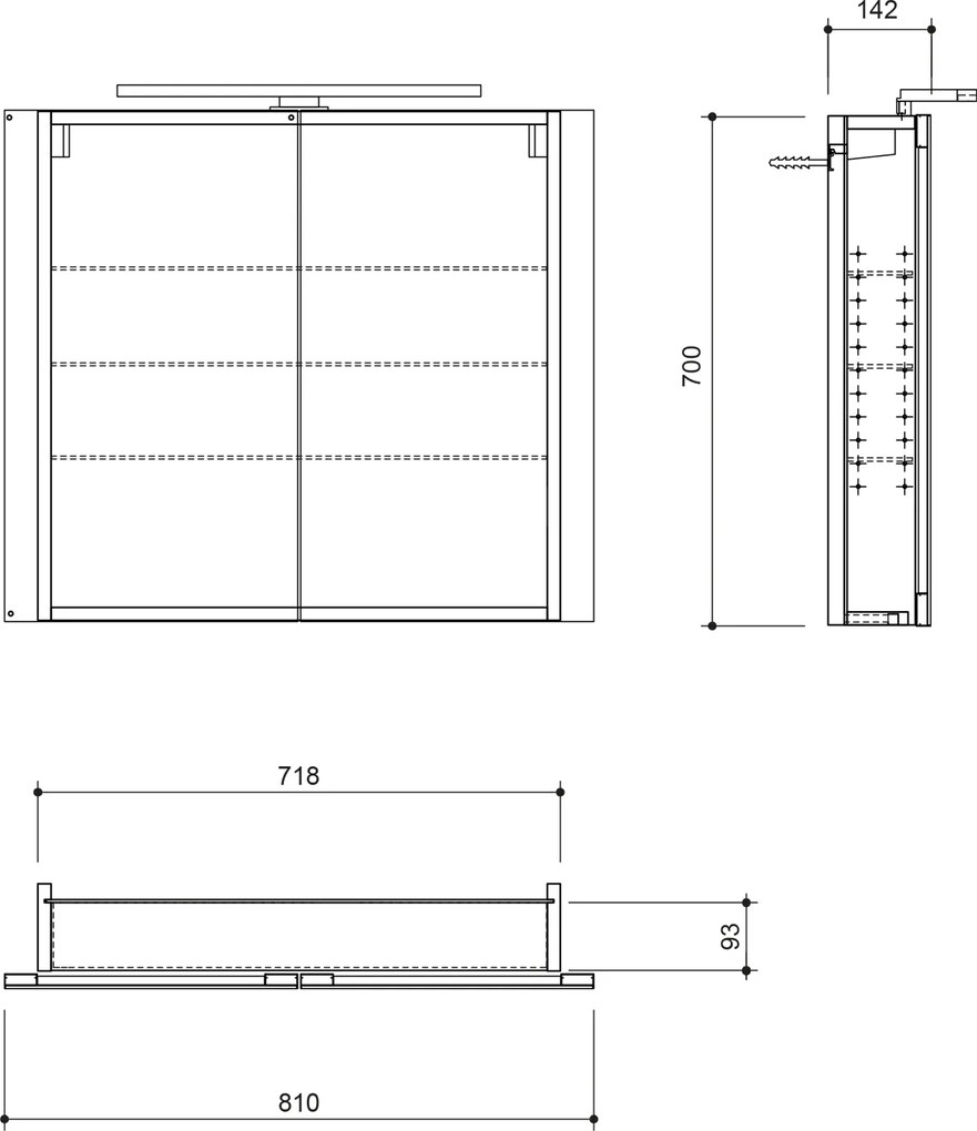 Sapho Sapho, GRETA galerka s LED osvětlením, 81x70x14cm, bílá mat, GR080-0031