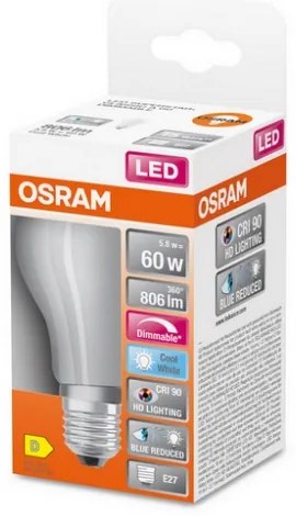 LED žárovka E27 OSRAM 5,9W (60W) neutrální bílá (4000K) stmívatelná