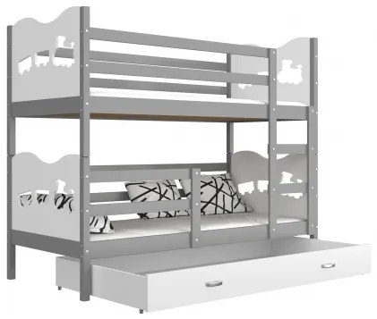 Patrová postel MAXIM včetně úložného prostoru (Šedá), Bílá
