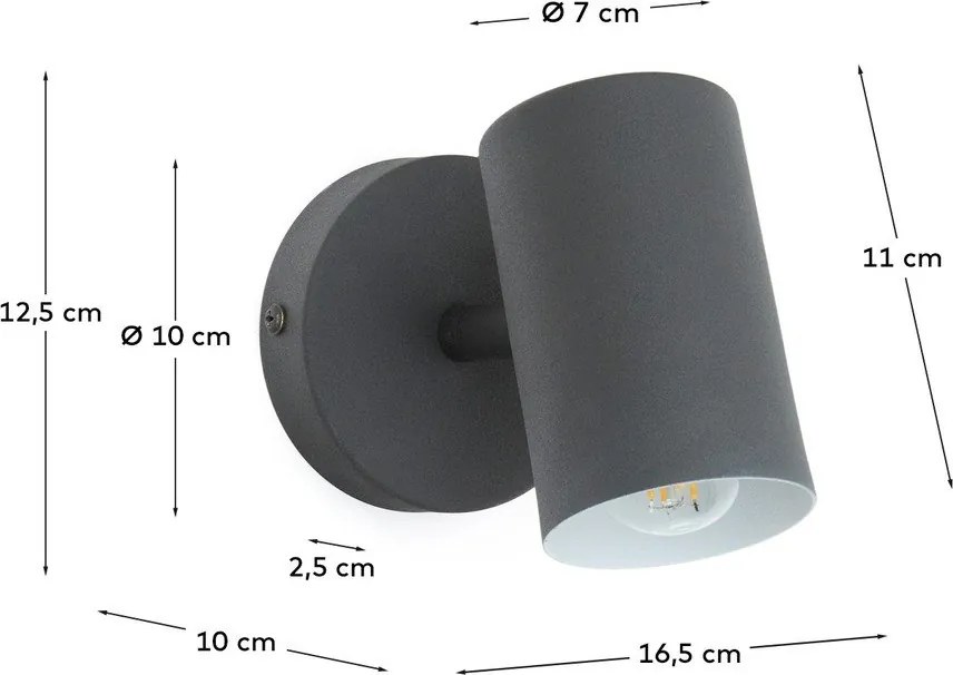 Černé kovové nástěnné svítidlo Manie – Kave Home