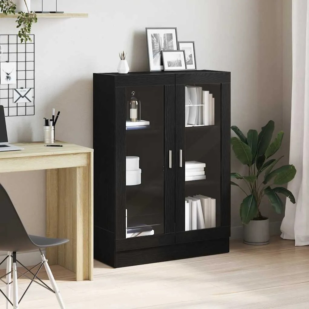 vidaXL Vitrína 82,5 x 30,5 x 115 cm kompozitní dřevo [802755] Barva: Černý dub
