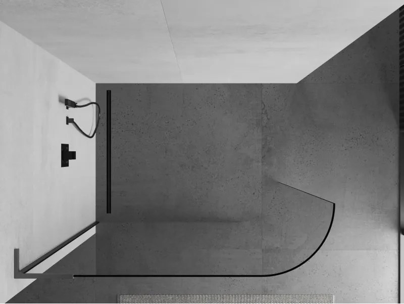 Mexen Kioto L, sprchová zástěna Walk-In 100 x 200 cm, 8mm čiré sklo, grafitový profil, 800-100-103-95-06