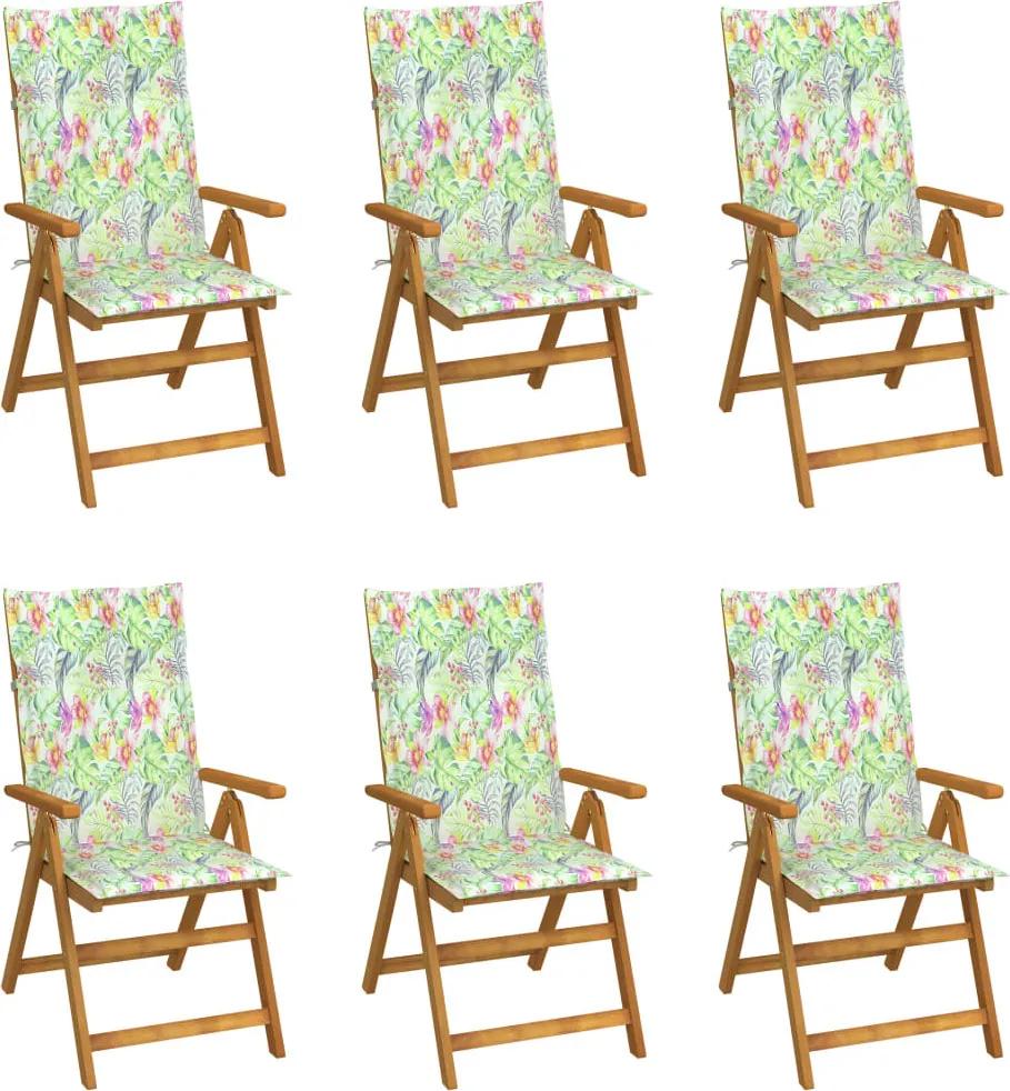 vidaXL Skládací zahradní židle s poduškami 6 ks masivní akácie [3064124] Barva: Modrá