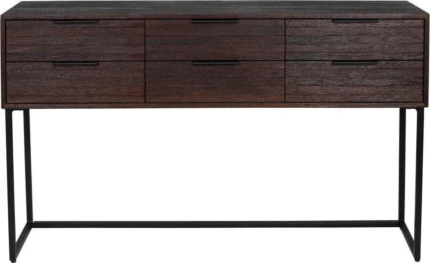 Tmavě hnědý konzolový stolek z teakového dřeva 35x135 cm Webster – White Label