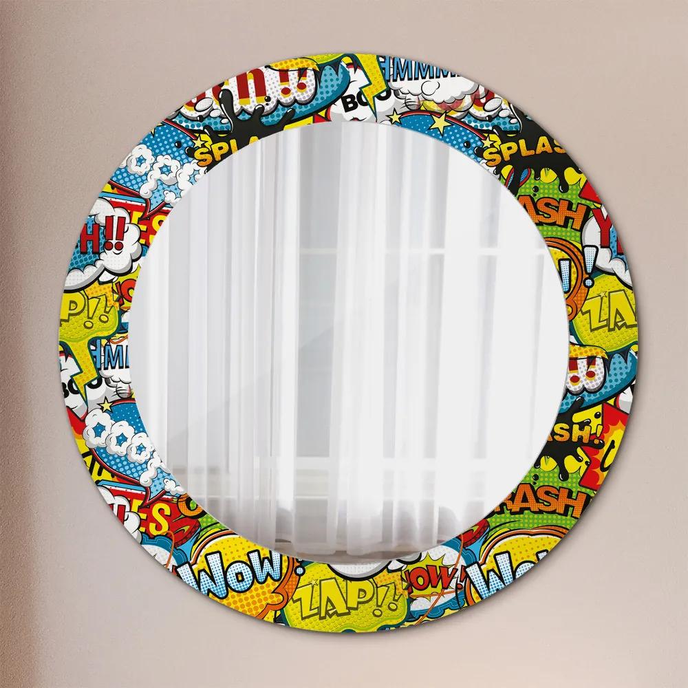 Kulaté zrcadlo tištěný rám Vzor komiksu fi 60 cm